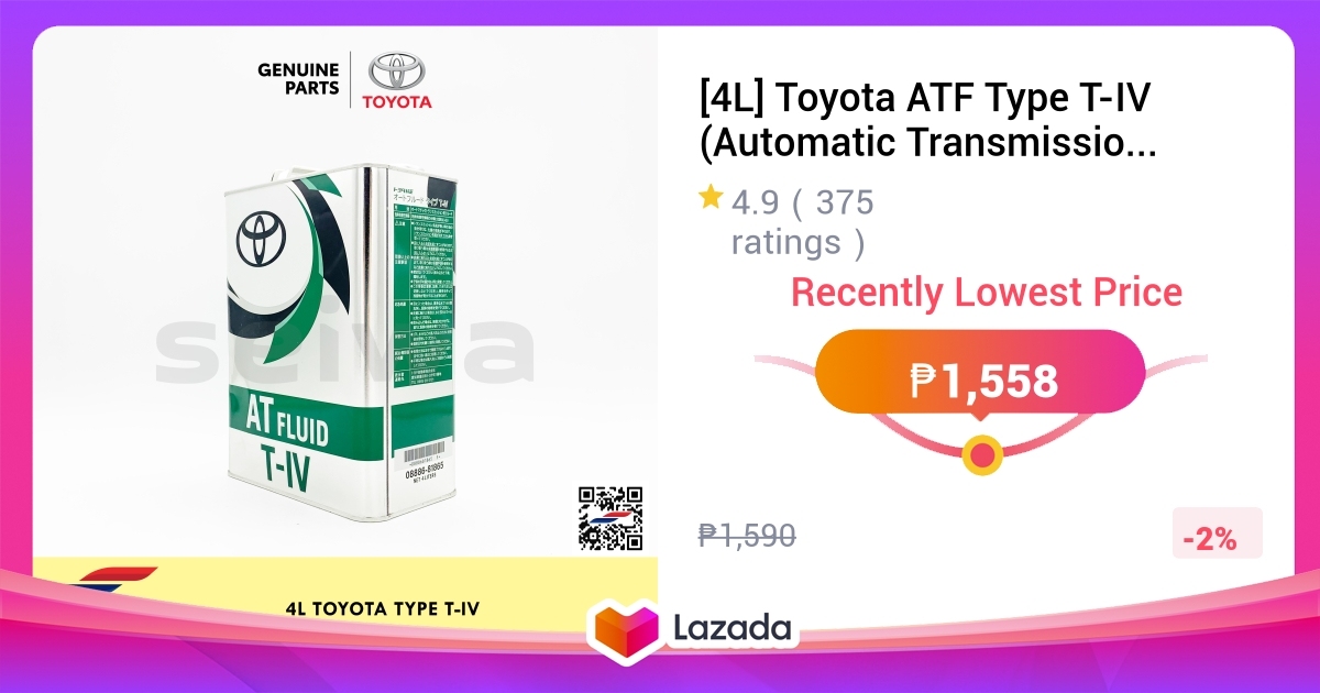 [4L] Toyota ATF Type T-IV (Automatic Transmission Fluid) - Toyota ...