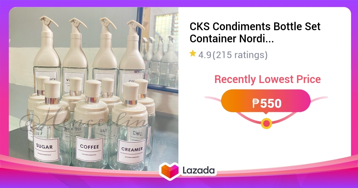 CKS Condiments Bottle Set Container Nordic Transparent Air Tight Nozzle ...