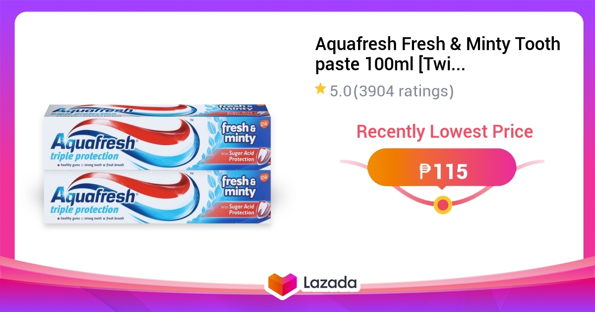 Aquafresh Fresh & Minty Toothpaste 100ml [Twin Pack]