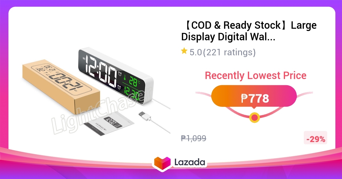 【COD & Ready Stock】Large Display Digital Wall Clock,Silent Desk Shelf ...