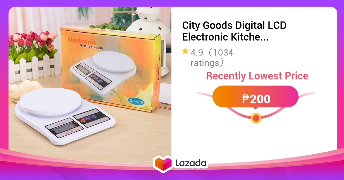 City Goods Digital LCD Electronic Kitchen Weighing Scale 7-10Kg
