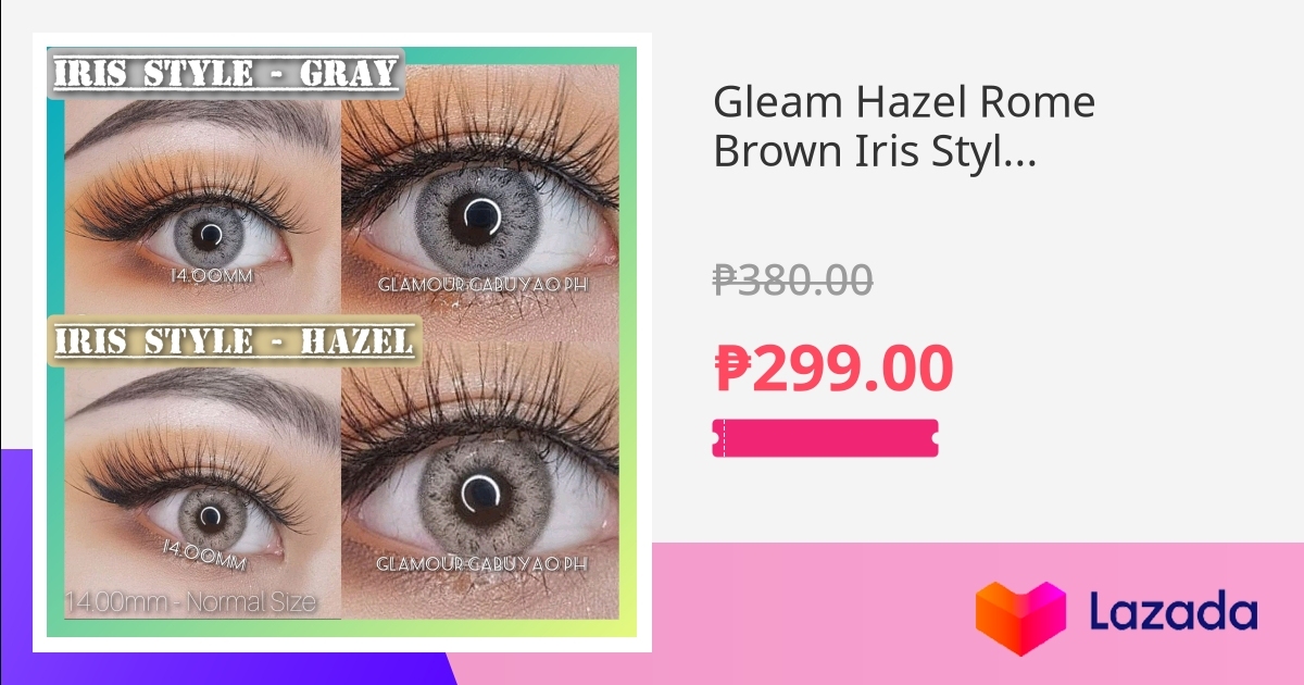Gleam Hazel Rome Brown Iris Style 14.00mm Contact Lens With Solution ...