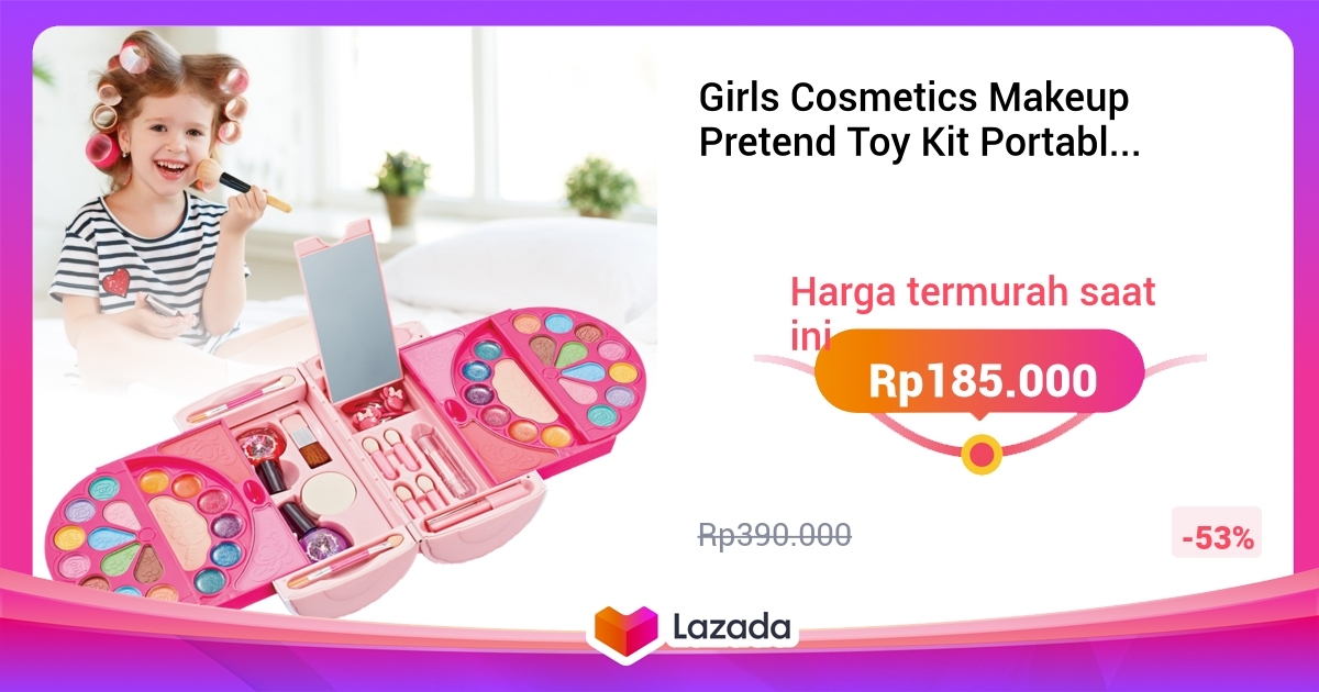 Girls Cosmetics Makeup Pretend Toy Kit Portable Make Up Washable Play ...