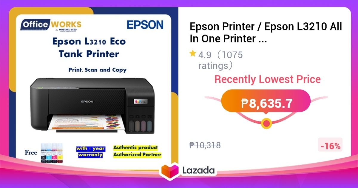 Epson Printer / Epson L3210 All In One Printer 3 in 1 Printer ...