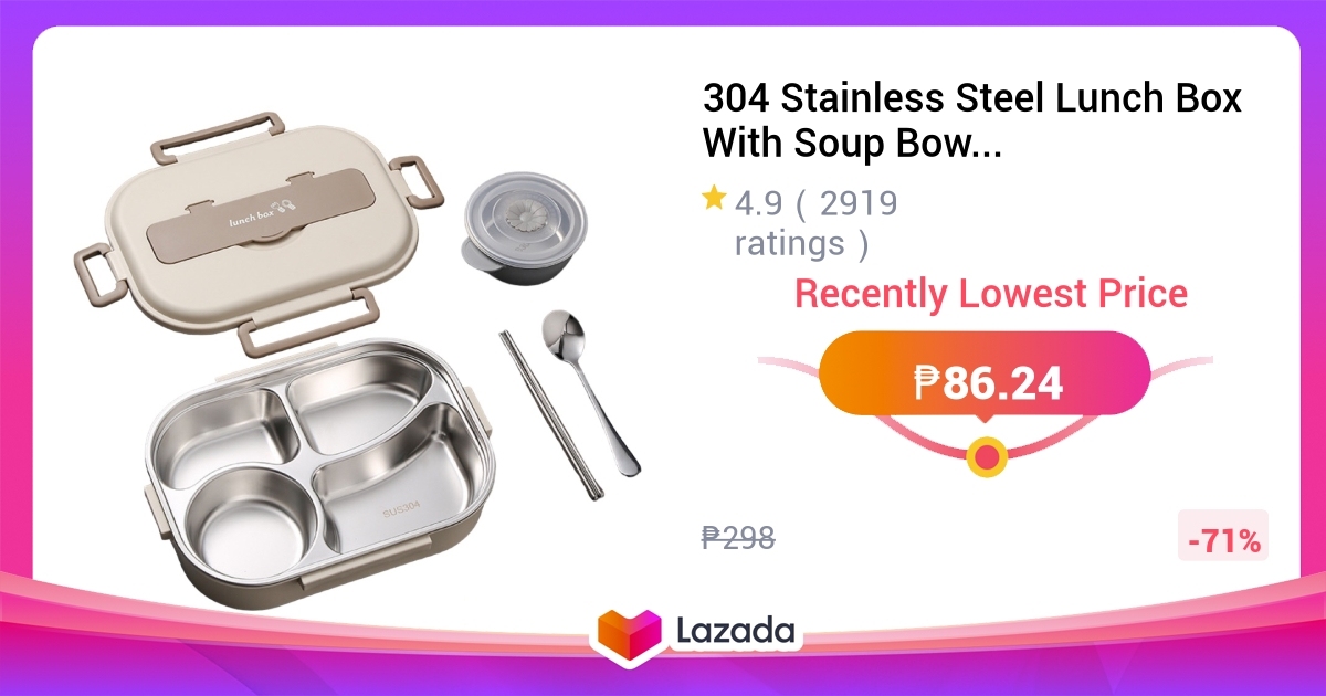 304 Stainless Steel Lunch Box With Soup Bowl Leak-Proof Bento Box ...