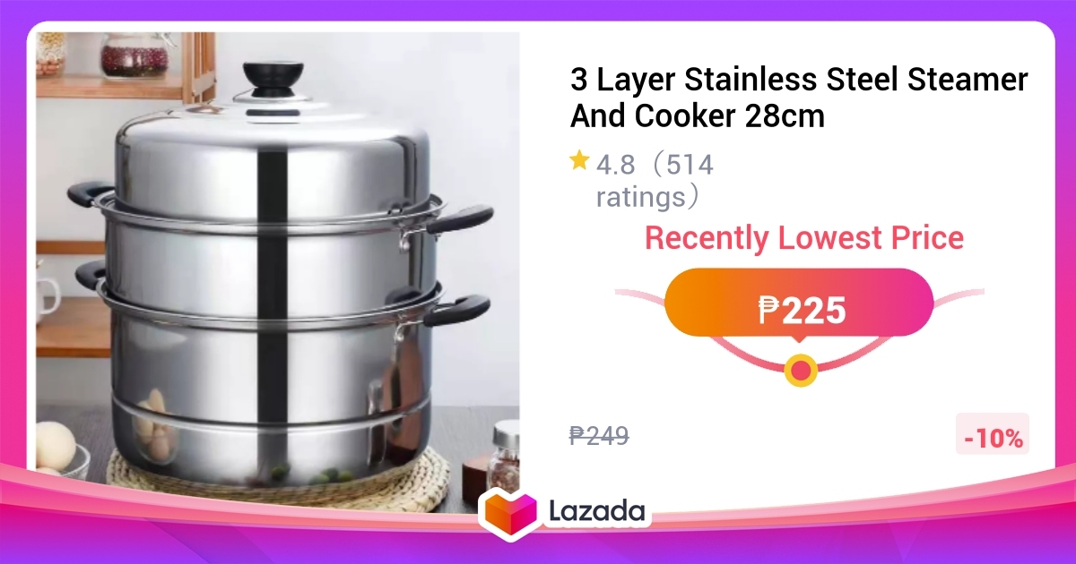3 Layer Stainless Steel Steamer And Cooker 28cm