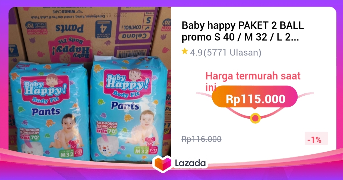 Baby happy PAKET 2 BALL promo S 40 / M 32 / L 28 / XL 26 / XXL 24 ...