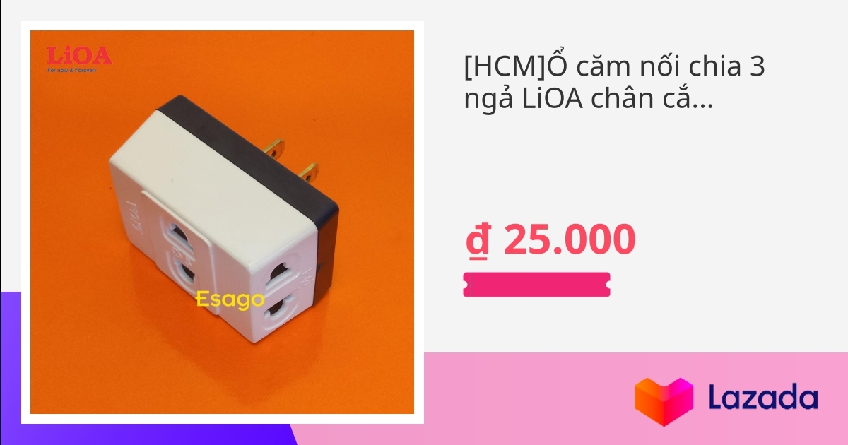 [HCM]Ổ căm nối chia 3 ngả LiOA chân cắm dẹt