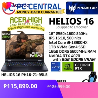 Acer Predator Helios 16 95L8 (PH16-71-95L8) Gaming Laptop | 240Hz WQXGA ...