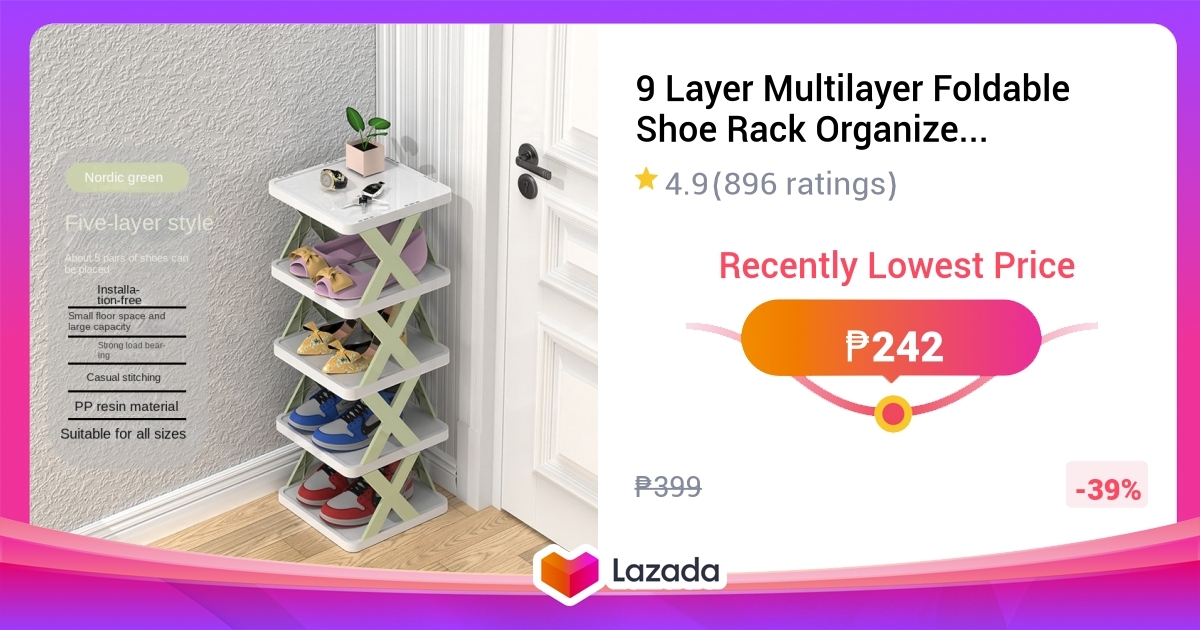 9 Layer Multilayer Foldable Shoe Rack Organizer Simple Storage Rack for ...