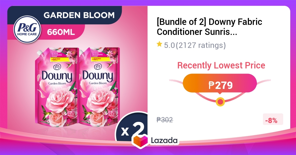 [Bundle of 2] Downy Fabric Conditioner Sunrise Fresh Garden Bloom 600ml ...