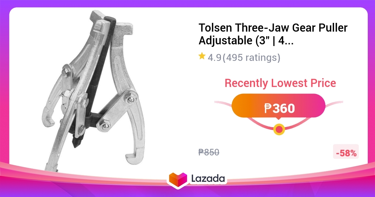 Tolsen Three-Jaw Gear Puller Adjustable (3" | 4" | 6" | 8") Extractor Puller