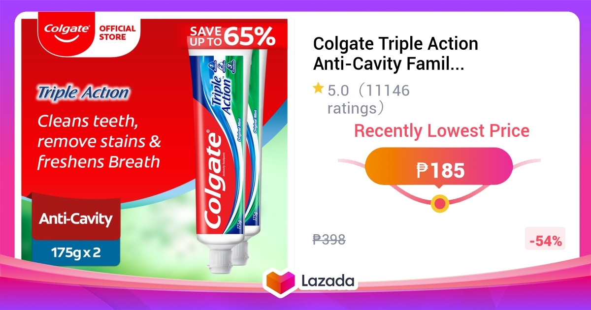 Colgate Triple Action Anti-Cavity Family Toothpaste 175g Twin Pack