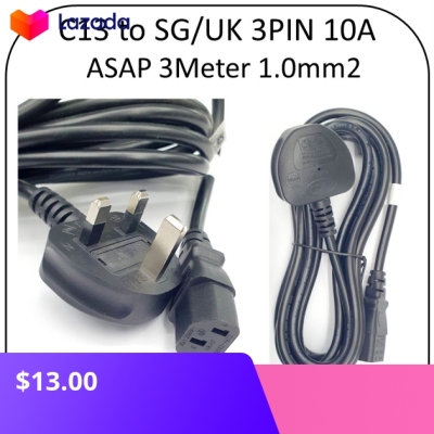 1.0mm2 ASAP C13 TO SG/UK 3Meter 10A 3Pin Power Cable with Safety Mark ...