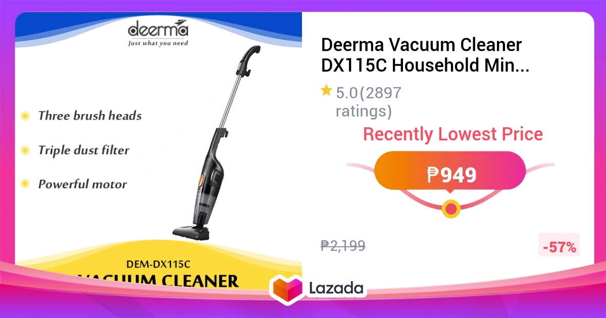 Deerma Vacuum Cleaner DX115C Household Mini Handheld Pushrod Cleaner ...