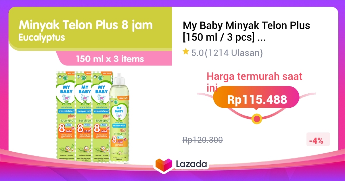 My Baby Minyak Telon Plus [150 ml / 3 pcs] - Minyak Anti Nyamuk 8 Jam - Exp: 11.2024
