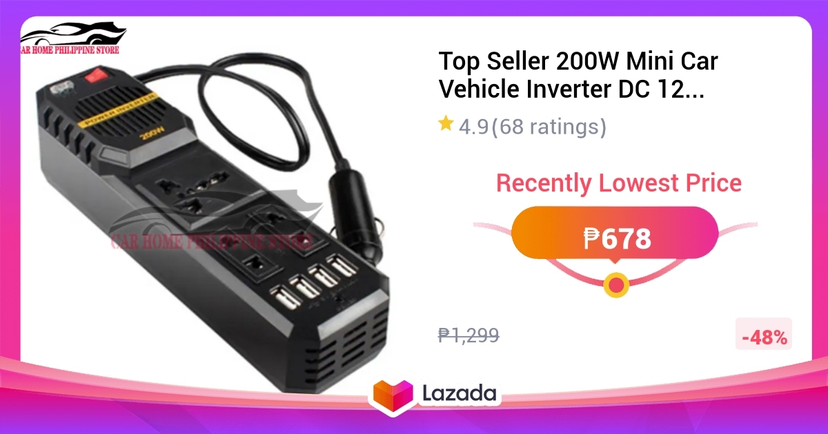 Top Seller 200W Mini Car Vehicle Inverter DC 12V to AC 220V High-power ...