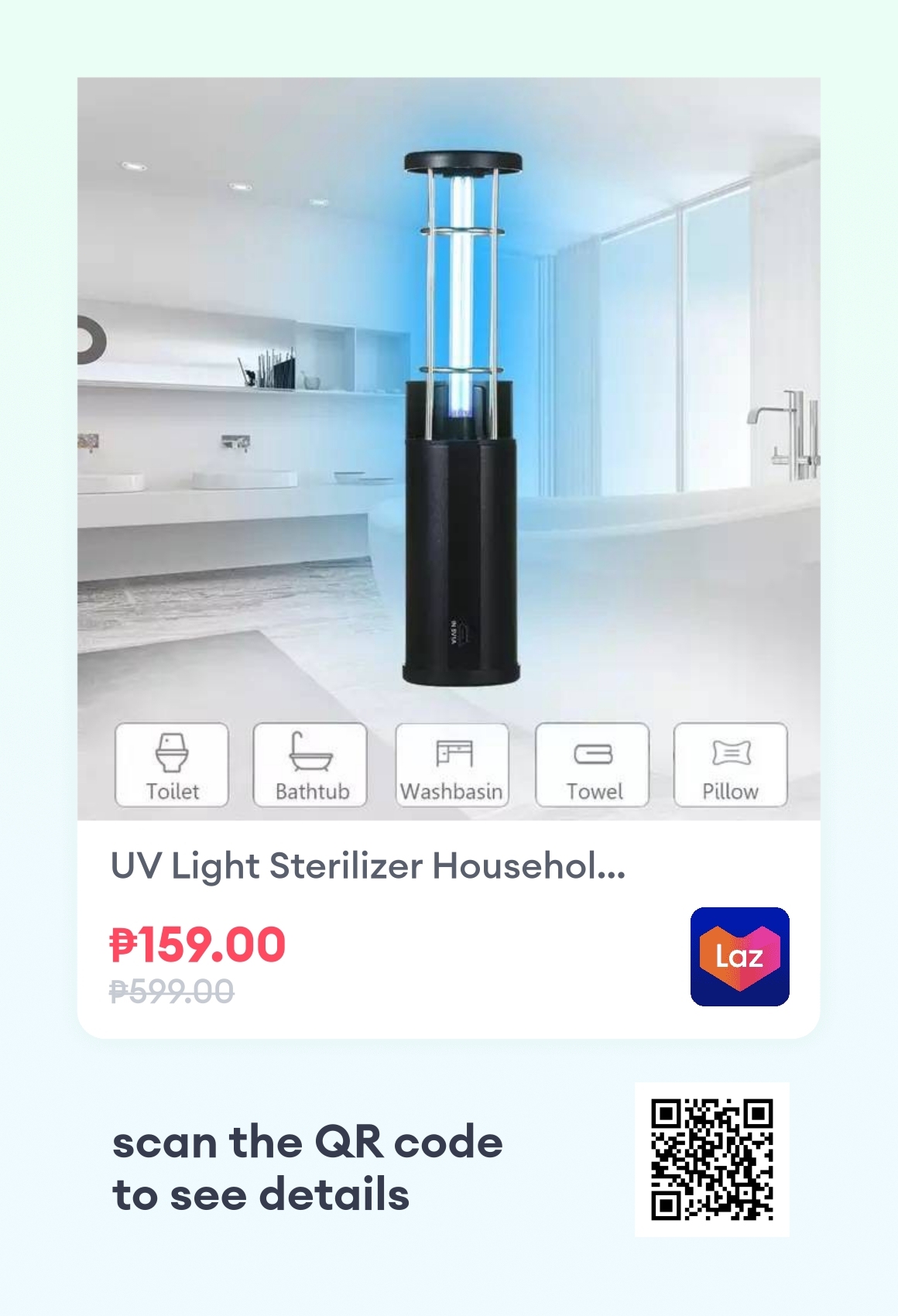 UV Light Sterilizer Household Ultraviolet Germicidal Sterilizing Light COD Non-Ozone UV ...