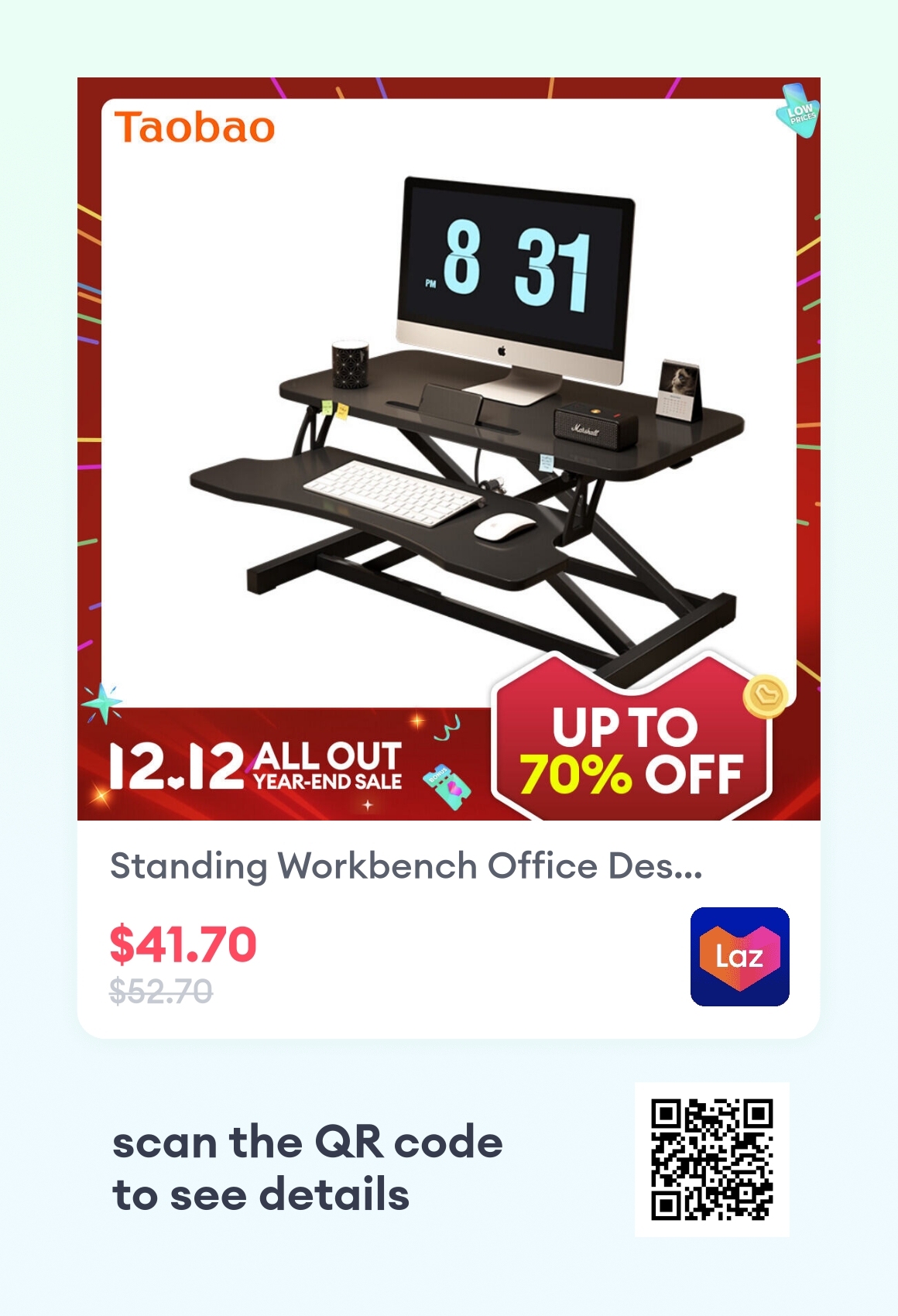 Standing Workbench Office Desk Adjustable Computer Desk Desktop Height ...