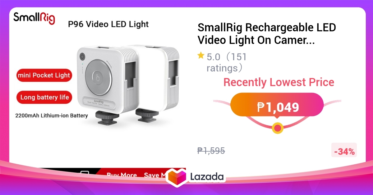 SmallRig Rechargeable LED Video Light On Camera Mini Vlog Circle Light ...