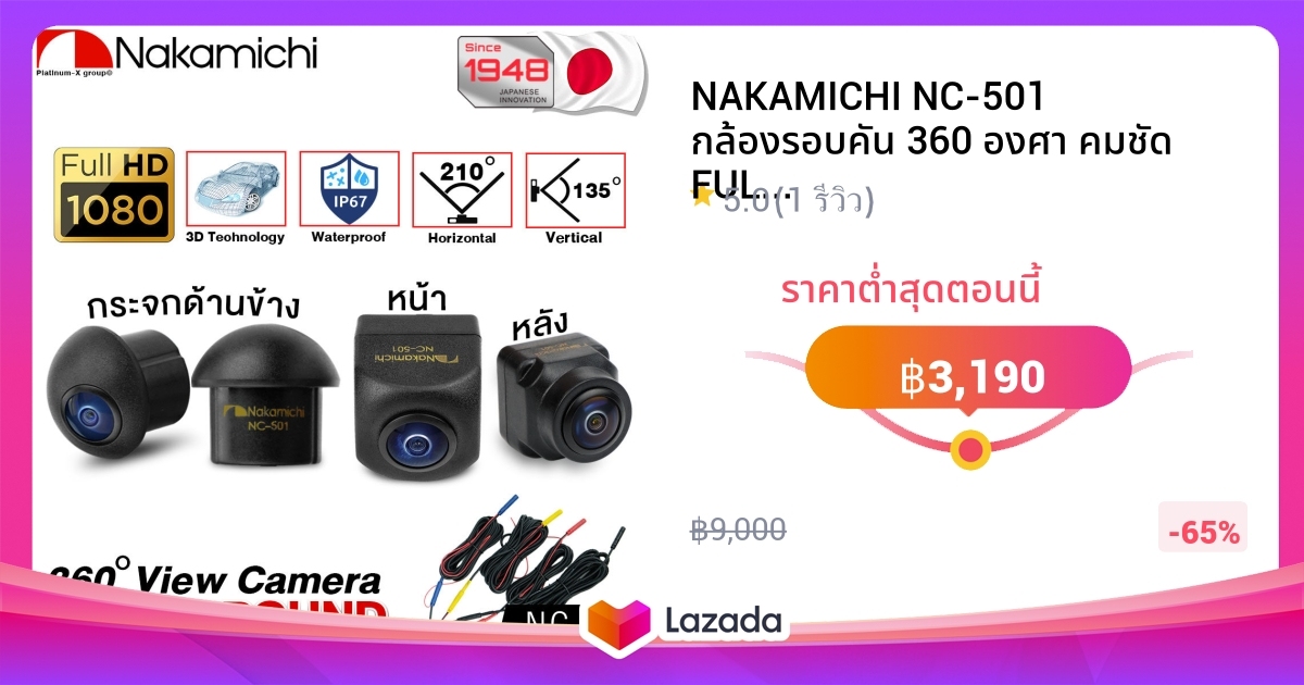 NAKAMICHI NC-501 กล้องรอบคัน 360 องศา คมชัด FULL HD 1920 x 1080P 3D ...