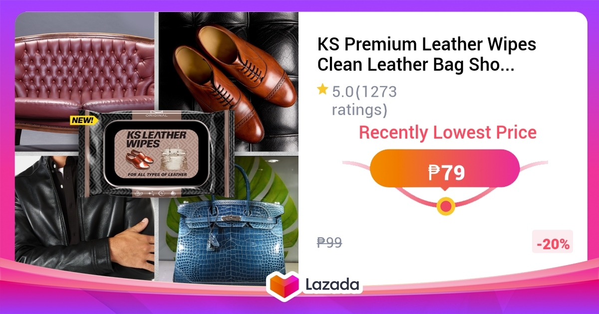 KS Premium Leather Wipes Clean Leather Bag Shoe Shine Protect Restore ...