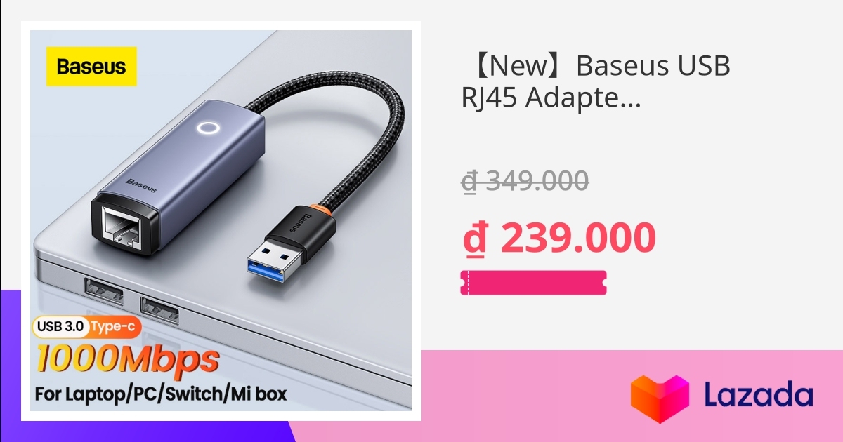 【New】Baseus USB RJ45 Adapter 100Mbps/1000Mbps USB C to RJ45 LAN Port ...