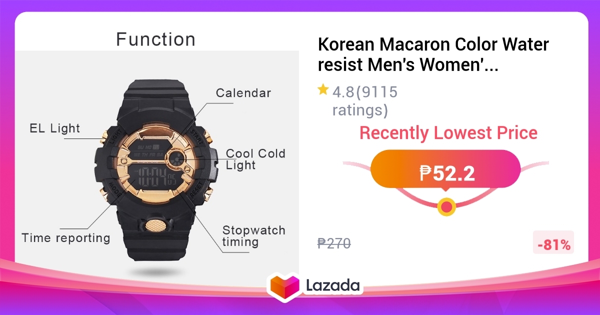 Korean Macaron Color Water resist Men's Women's Unisex Student Sport ...