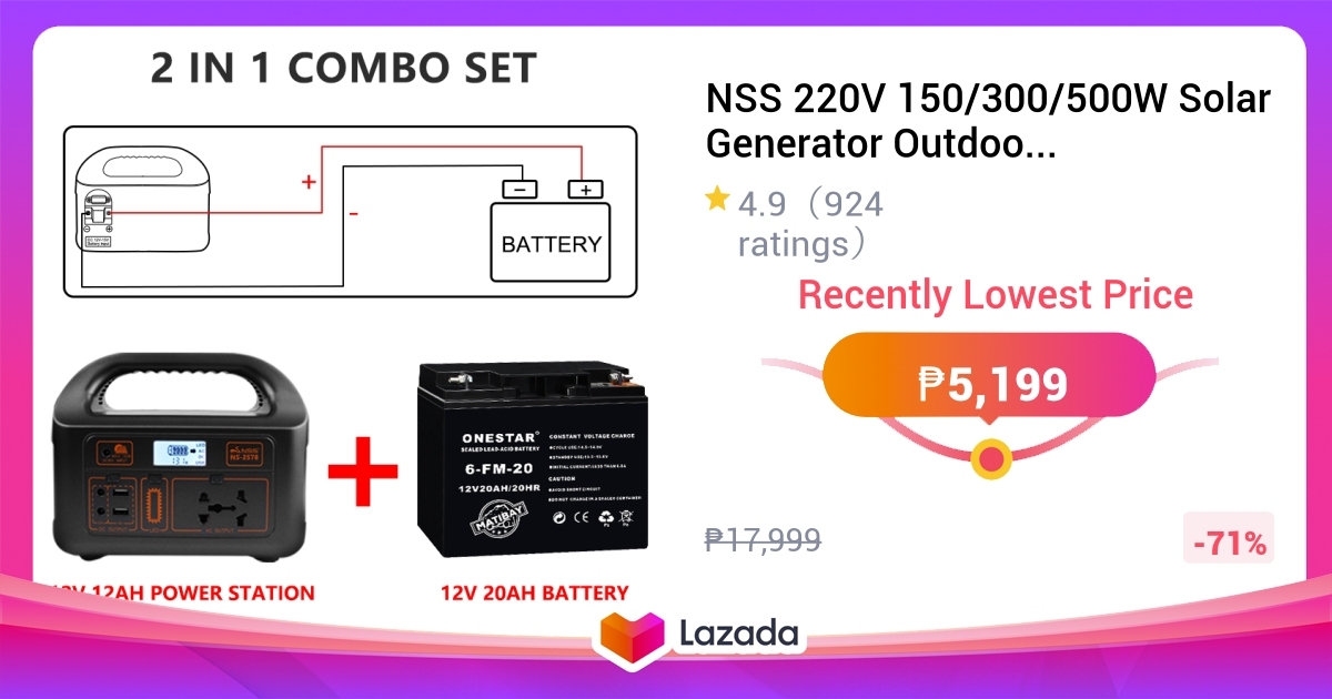 NSS 220V 150/300/500W Solar Generator Outdoor Power Station Portable ...