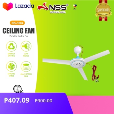 NSS Electric Ceiling Fan 3 Blades 700 mm Portable Hanging Fan 12V 12W ...