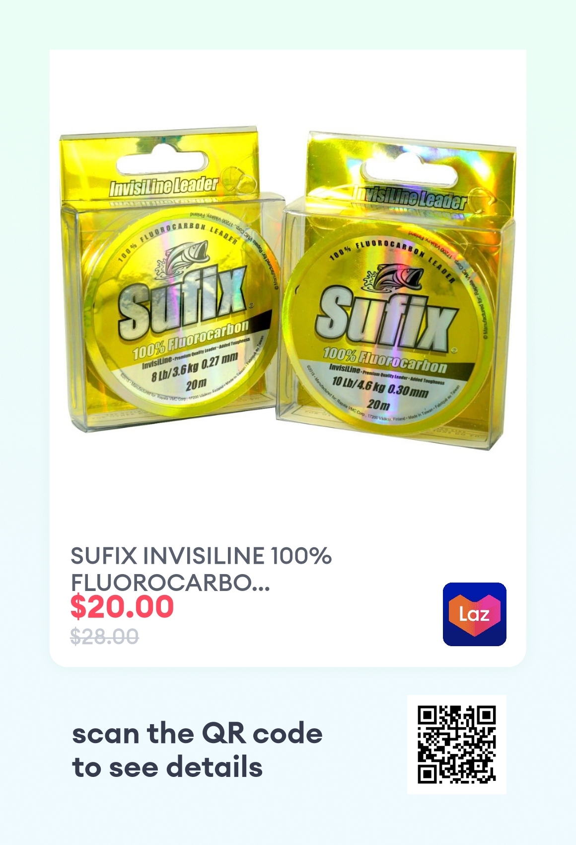 SUFIX INVISILINE 100% FLUOROCARBON 20M