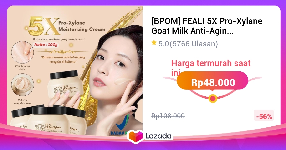 [BPOM] FEALI 5X Pro-Xylane Goat Milk Anti-Aging and Moisturizer Gel 100g