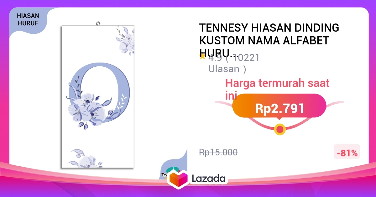 TENNESY HIASAN DINDING KUSTOM NAMA ALFABET HURUF FONT INISIAL TEXT ...