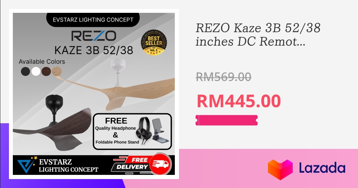 REZO Kaze 3B 52/38 inches DC Remote Control Ceiling Fan