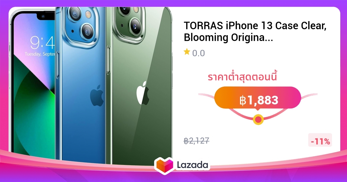 TORRAS iPhone 13 Case Clear, Blooming Original Beauty [Upgraded Military Drop Protection] Phone ...