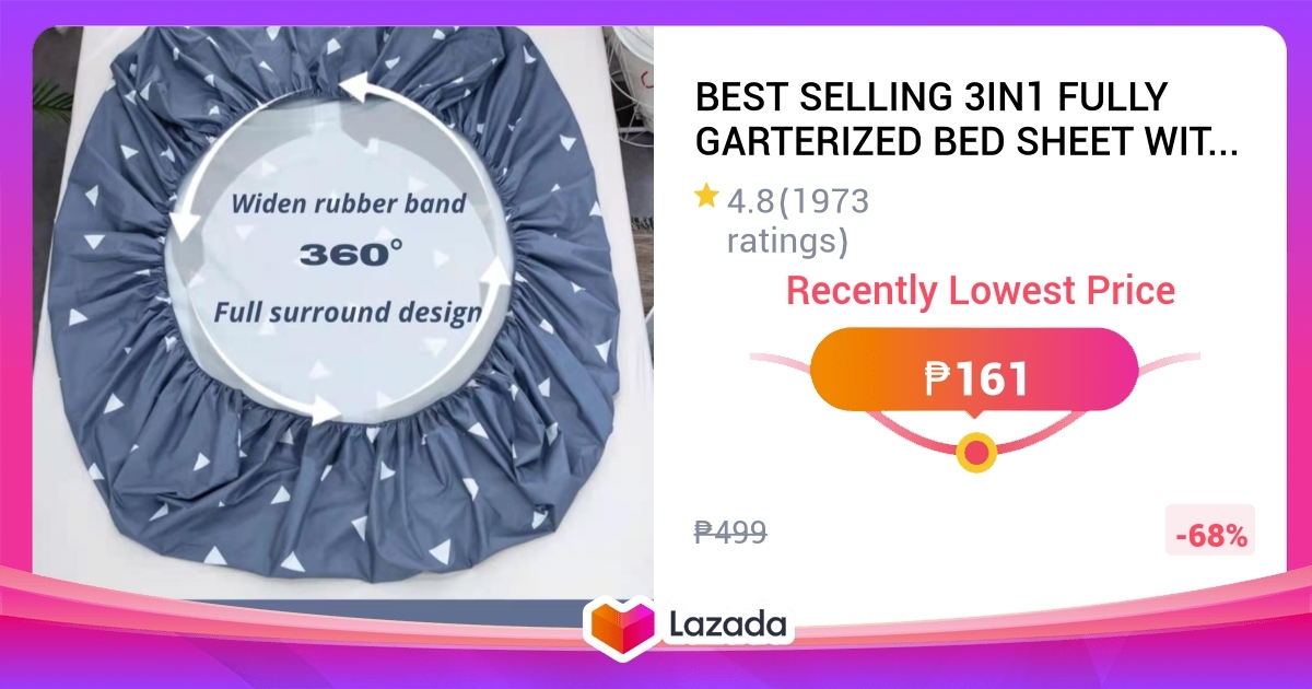 BEST SELLING 3IN1 FULLY GARTERIZED BED SHEET WITH 2 PILLOW CASE