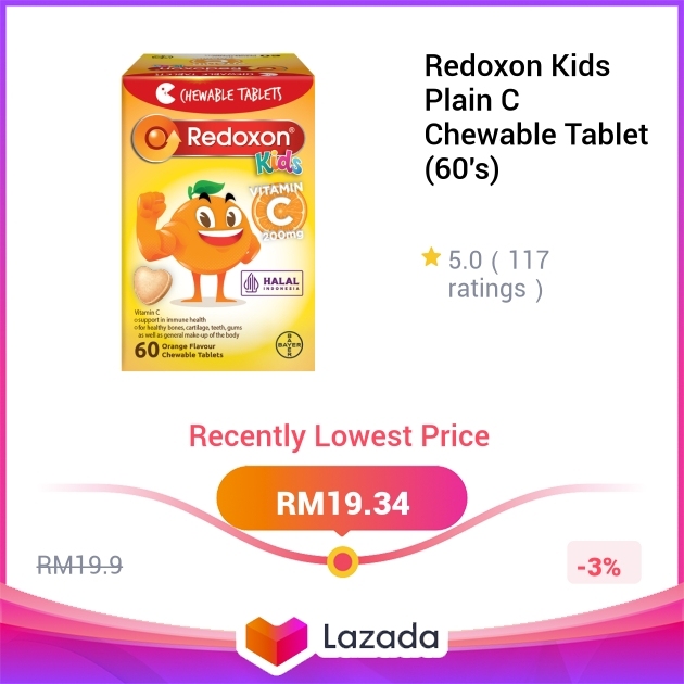 Redoxon Kids Plain C Chewable Tablet (60's)