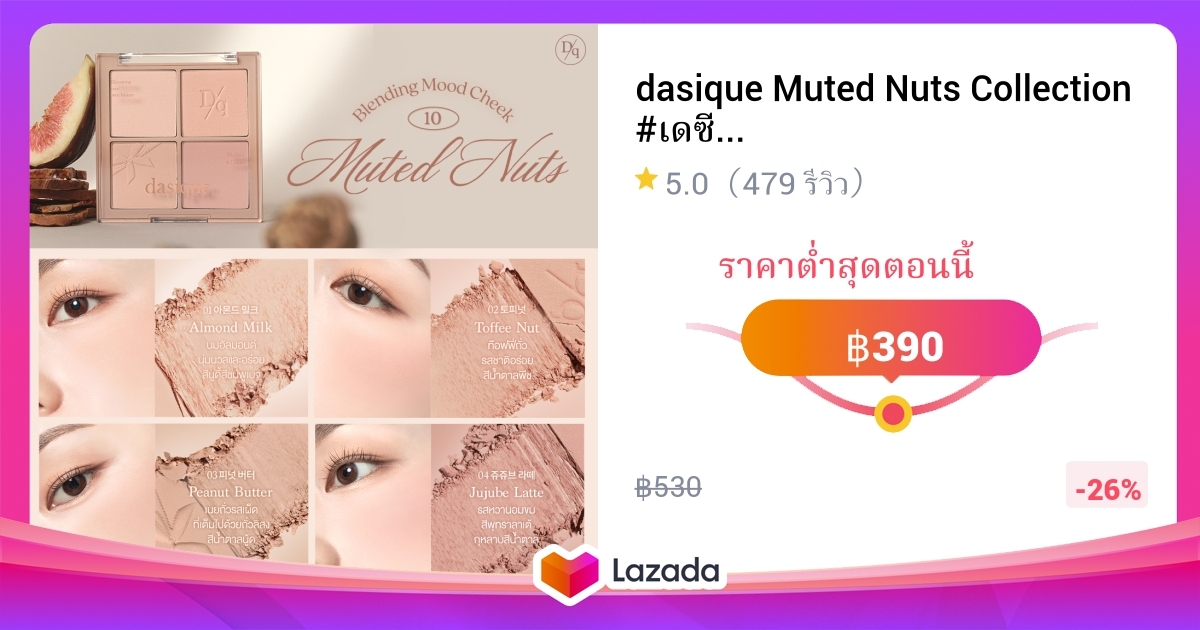 dasique Muted Nuts Collection #เดซีค นัทคอลเลกชั่น, นัท, อสยพาเลตต์, บลัชเชอร์, ลิปแจม