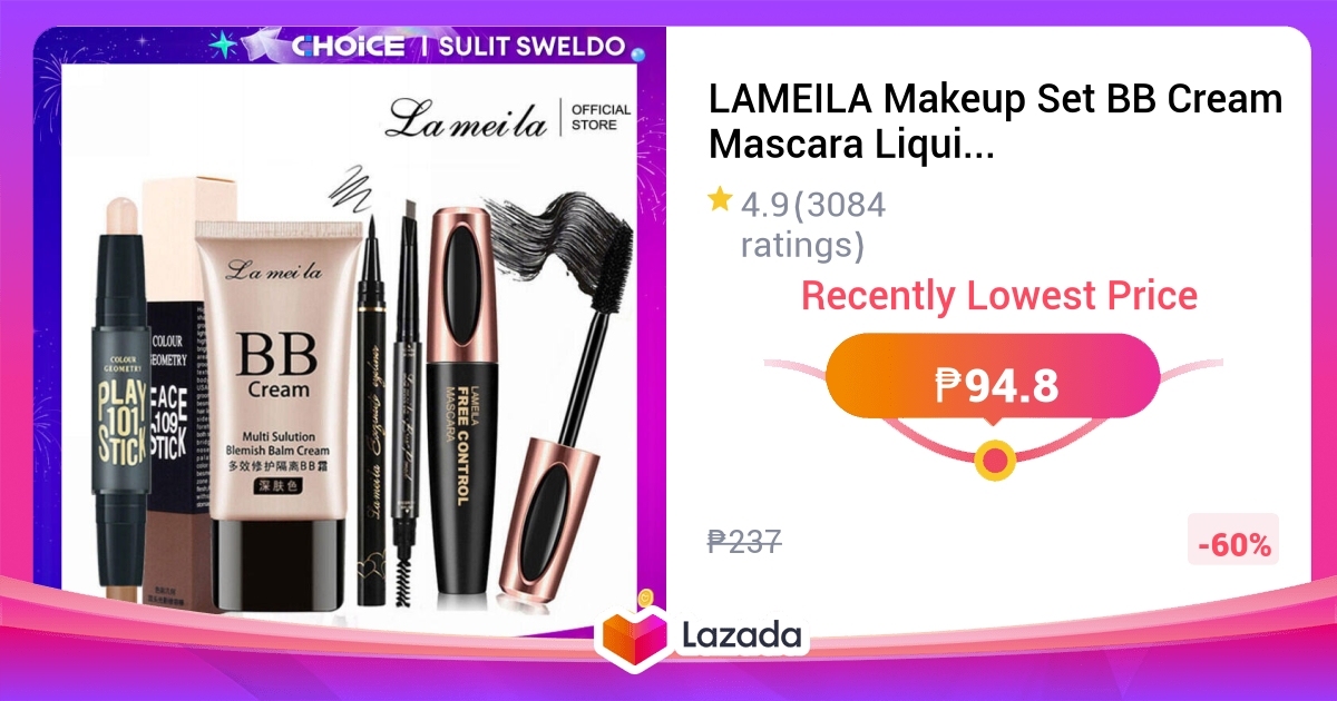 LAMEILA Makeup Set BB Cream Mascara Liquid Eyeliner Eyebrow pencil ...