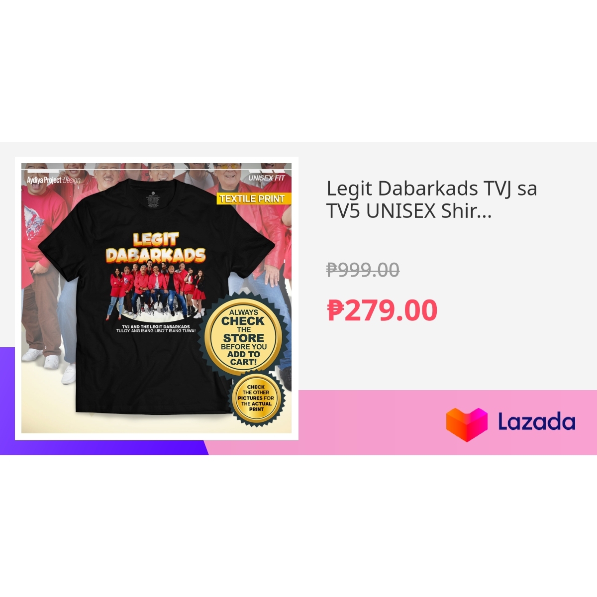 Legit Dabarkads TVJ sa TV5 UNISEX Shirt - TVJ - Aydiya Clothing ...