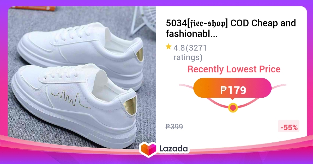 5034[𝖋𝖎𝖊𝖊-𝖘𝖍𝖔𝖕] COD Cheap and fashionable white shoes for women lace-up ...