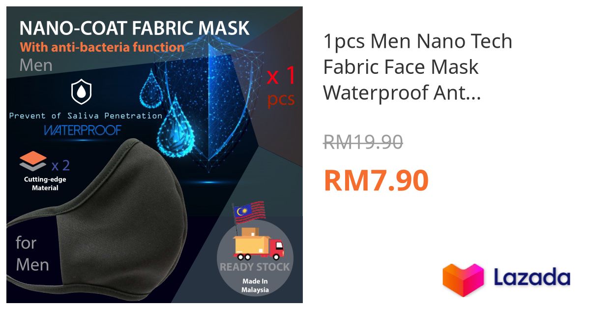 1pcs Men Nano Tech Fabric Face Mask Waterproof Anti Bacteria Dust Haze ...