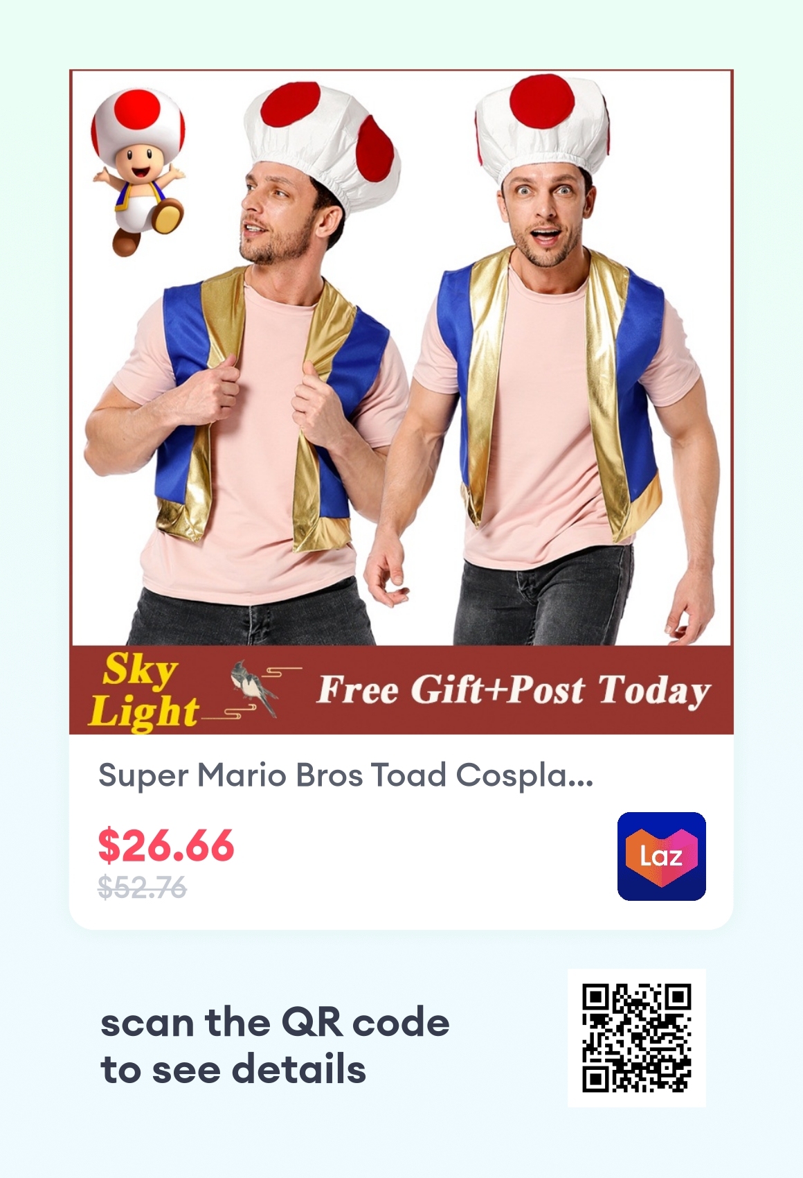 Super Mario Bros Toad Cosplay Costume For Men Adult Halloween Christmas ...