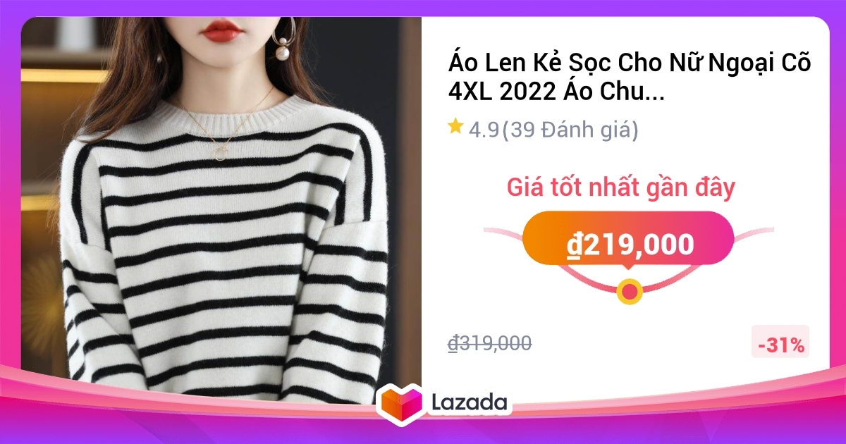 Áo Len Kẻ Sọc Cho Nữ Ngoại Cỡ 4XL 2022 Áo Chui Đầu Cổ Tròn Thường Ngày Dáng Rộng Mới Mùa Đông Áo ...