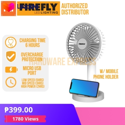 Firefly Portable Handy Stand Fan W/ Mobile Phone Holder FEL810