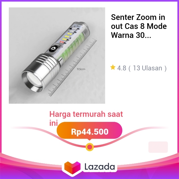 Senter Zoom in out Cas 8 Mode Warna 30W Waterproof Flashlight 520A