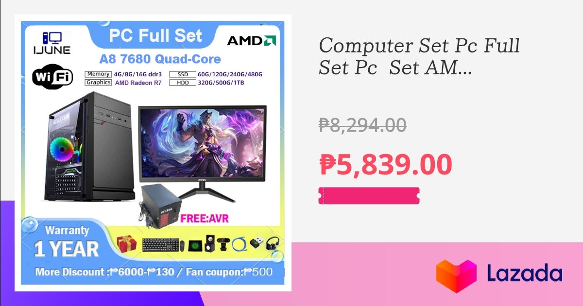 Computer Set Pc Full Set Pc Set AMD Desktop Computer Set A8 7680 3.9 ...