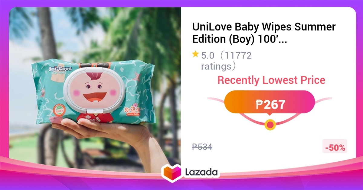UniLove Baby Wipes Summer Edition (Boy) 100's Pack of 6