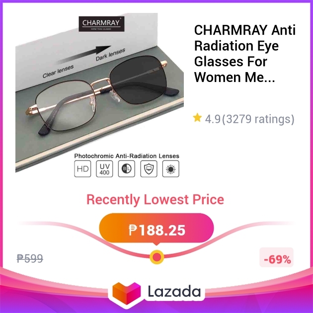 CHARMRAY Anti Radiation Eye Glasses For Women Men Photochromic Eye ...
