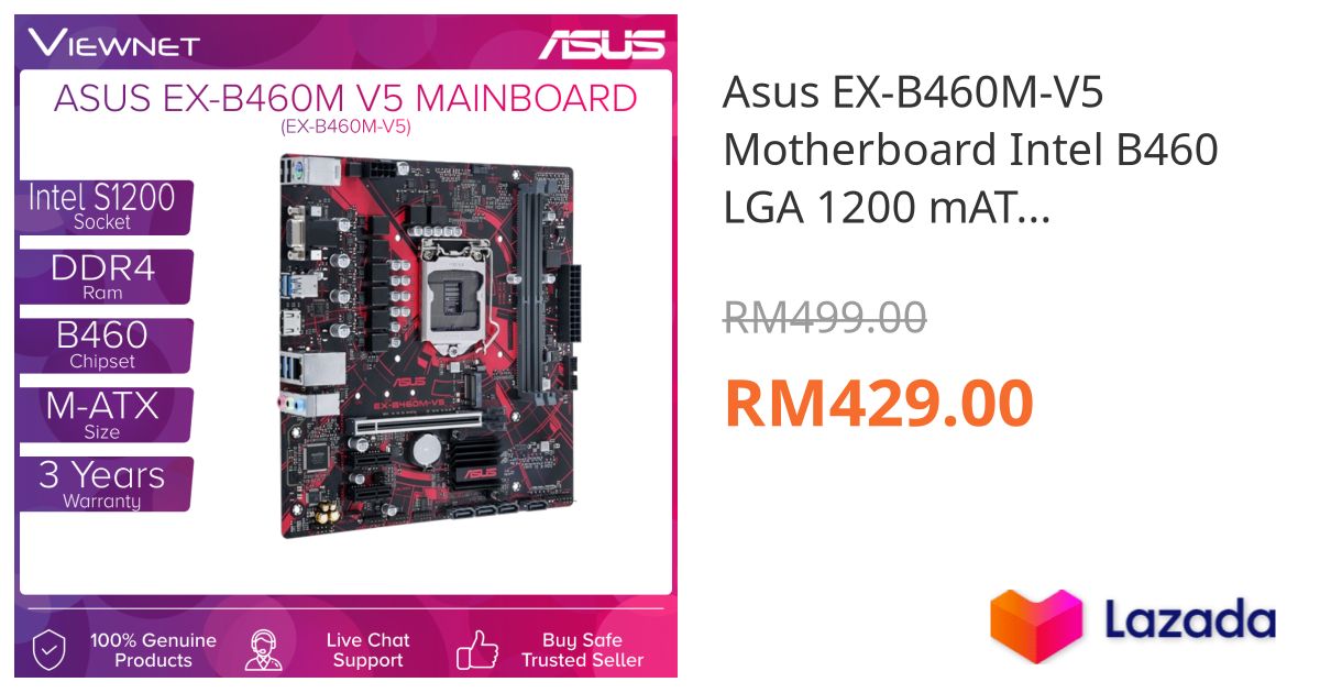 Asus EX-B460M-V5 Motherboard Intel B460 LGA 1200 mATX motherboard ...